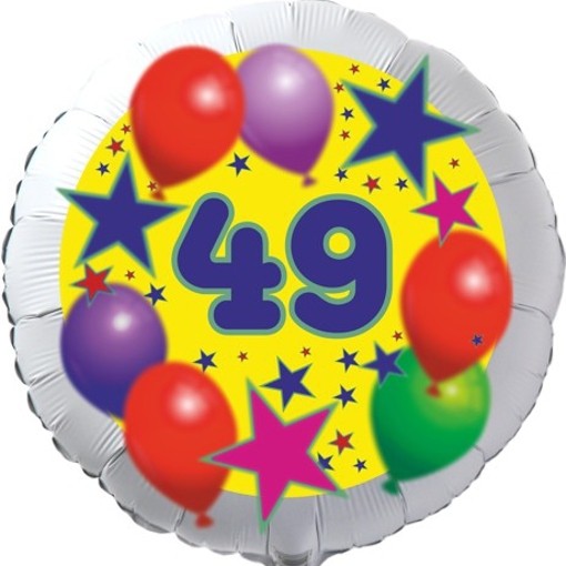 Luftballon aus Folie, 49. Geburtstag, Luftballons und Sterne Zahl 49 ...
