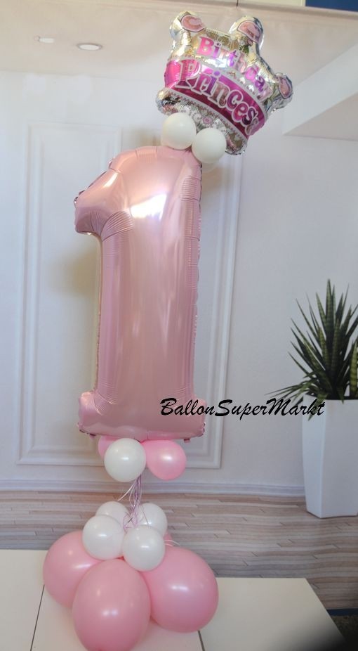Luftballon-Deko-1. Geburtstag mit Folieballon Zahl XL - Deko-Bouquets ...