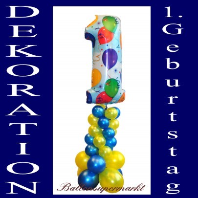 Geburtstagsdekoration aus Luftballons zum 1. Geburtstag ...