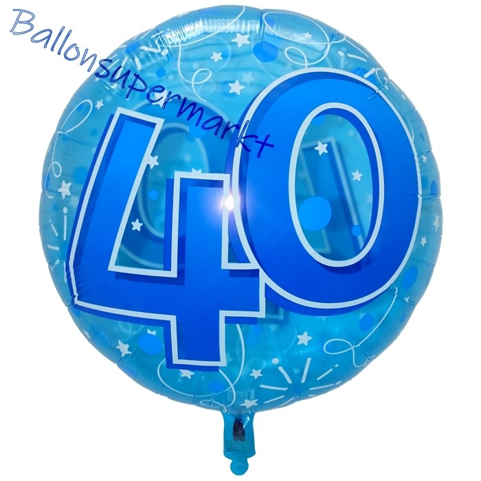 Lucid Blue Birthday 40, großer Luftballon zum 40. Geburtstag ...