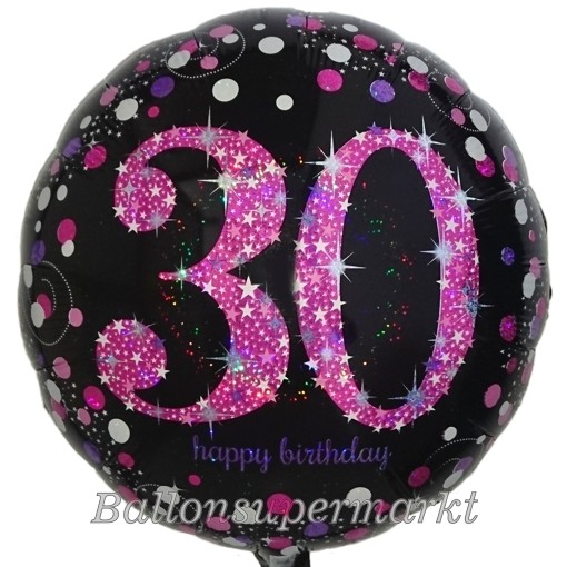 Folienballon Pink Celebration 30, Folienballon mit Helium