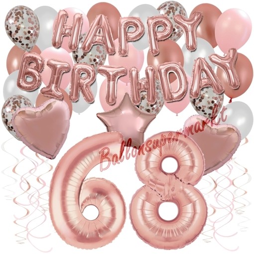 Happy Birthday Dream Rose Gold, Geburtstagsdeko-Set mit Luftballons zum ...