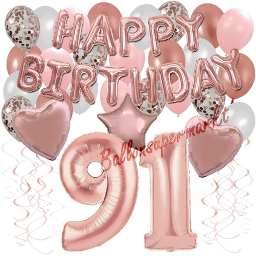 Happy Birthday Dream Rose Gold, Geburtstagsdeko-Set mit Luftballons zum ...