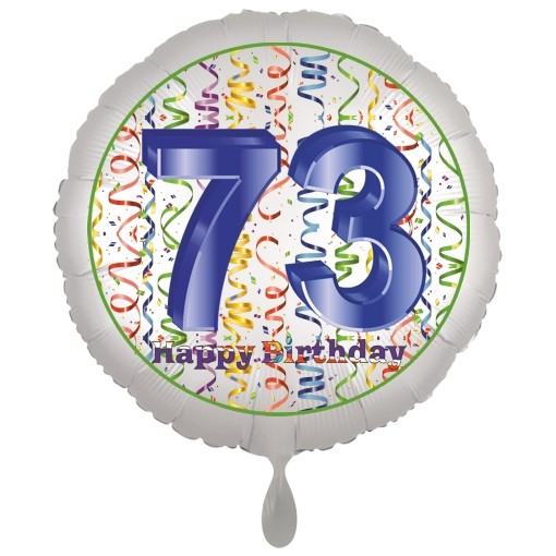 Luftballon aus Folie, Satin Weiß 45 cm rund, Happy Birthday zum 73 ...