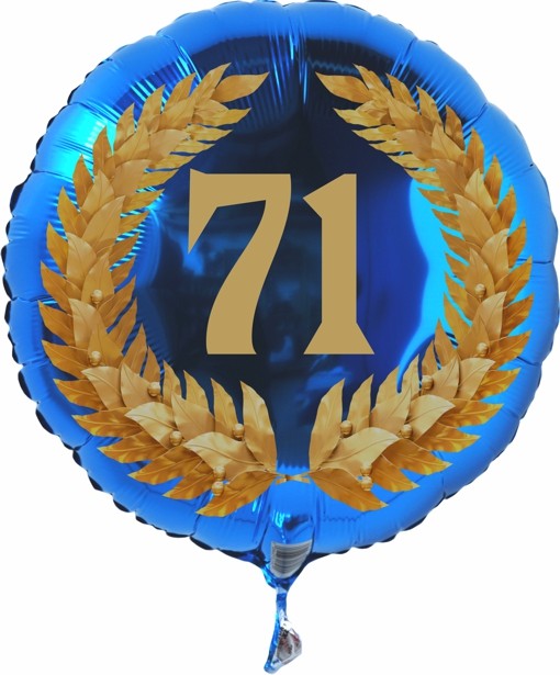 Folienballon Zahl 71 im Lorbeerkranz, Folienballon mit Helium zu ...