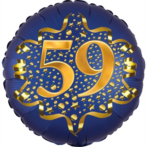 Luftballon aus Folie zum 59. Geburtstag, Satin Navy Blue, 45 cm, rund ...