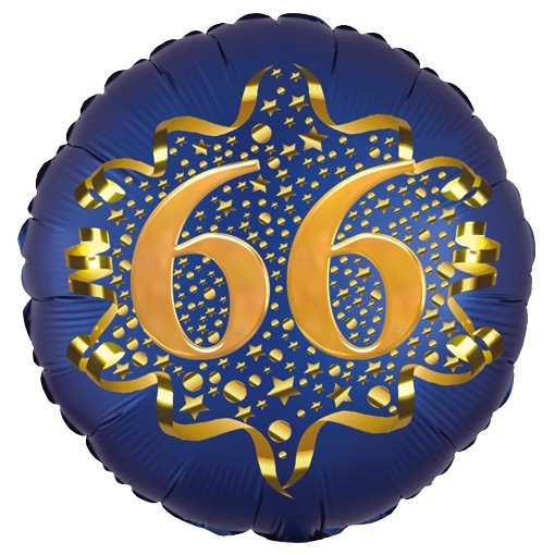 Luftballon aus Folie zum 66. Geburtstag, Satin Navy Blue, 45 cm, rund ...