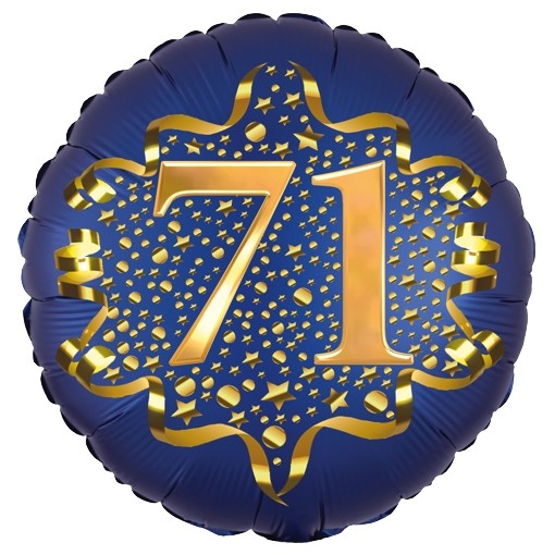 Luftballon aus Folie zum 71. Geburtstag, Satin Navy Blue, 45 cm, rund ...