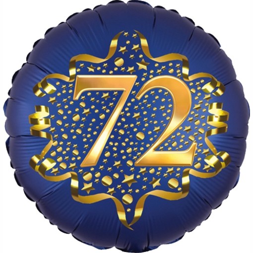 Luftballon aus Folie zum 72. Geburtstag, Satin Navy Blue, 45 cm, rund ...