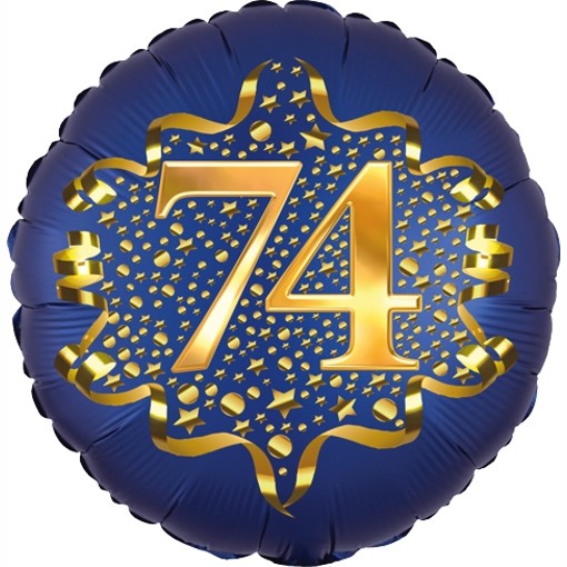 Luftballon aus Folie zum 74. Geburtstag, Satin Navy Blue, 45 cm, rund ...