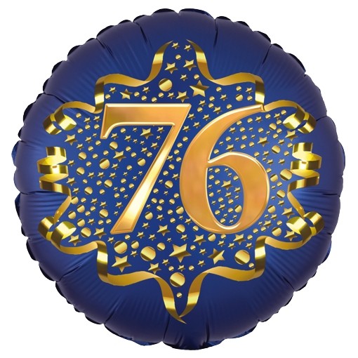 Luftballon aus Folie zum 76. Geburtstag, Satin Navy Blue, 45 cm, rund ...
