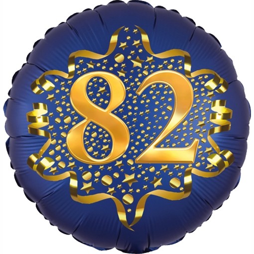 Luftballon aus Folie zum 82. Geburtstag, Satin Navy Blue, 45 cm, rund ...