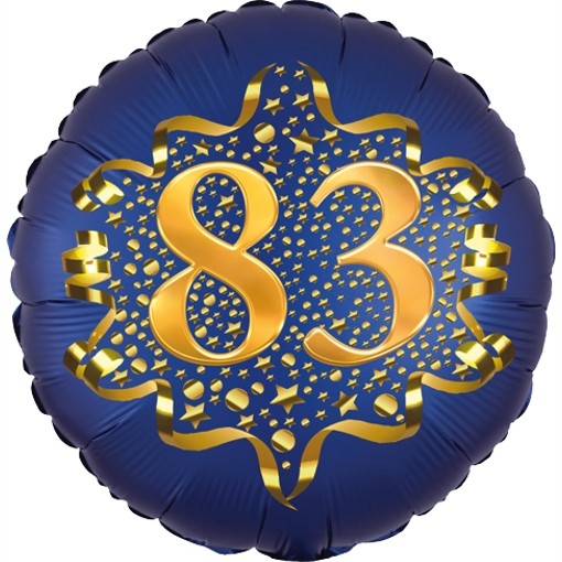 Luftballon aus Folie zum 83. Geburtstag, Satin Navy Blue, 45 cm, rund ...