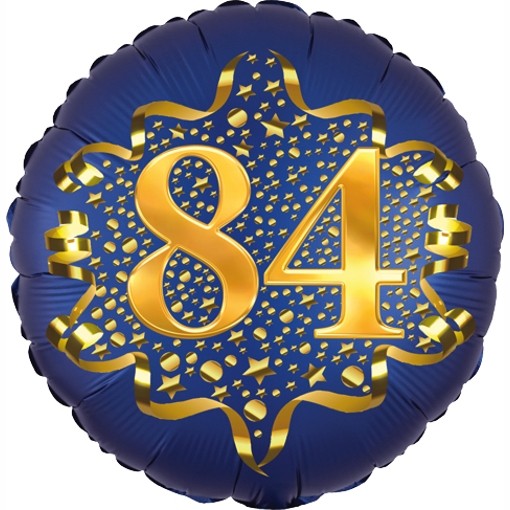 Luftballon aus Folie zum 84. Geburtstag, Satin Navy Blue, 45 cm, rund ...