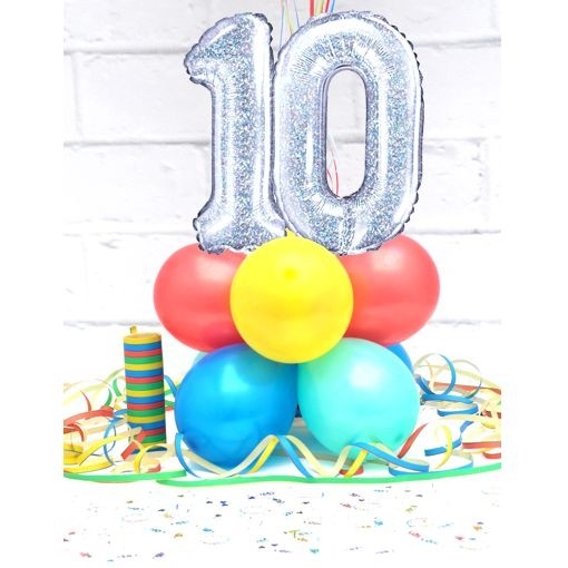 Partydeko-Set zum 10. Geburtstag, 14-teilig, inklusive Heliumballon