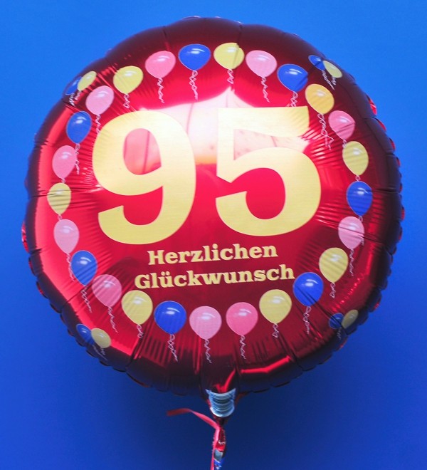 Folienballon zum 95. Geburtstag, Balloons Rot, Folienballon mit Helium